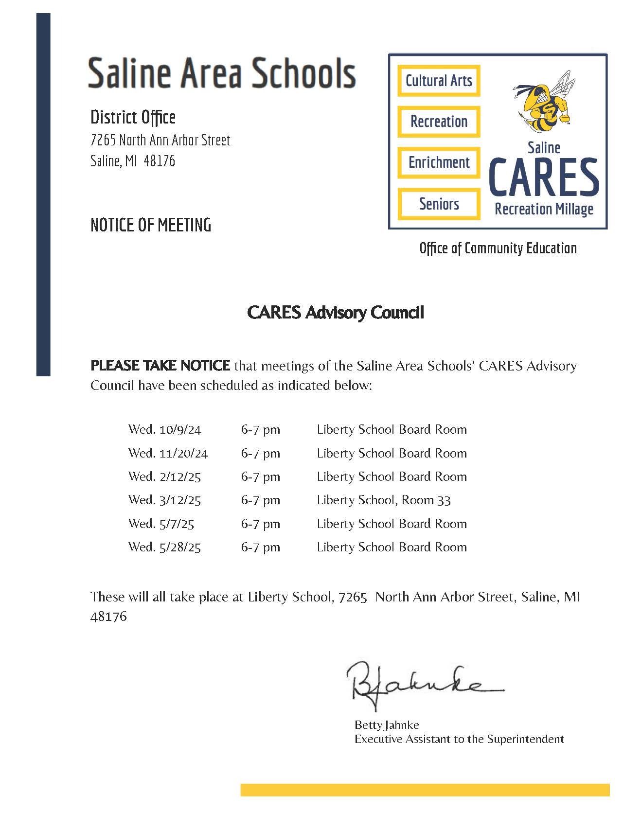 CARES - Community Education - Extracurriculars - Saline Area Schools